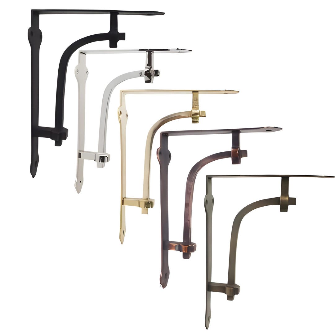 Set of Vintage Simple Curve Oriental Shelf Bracket Books Photos Solid ...