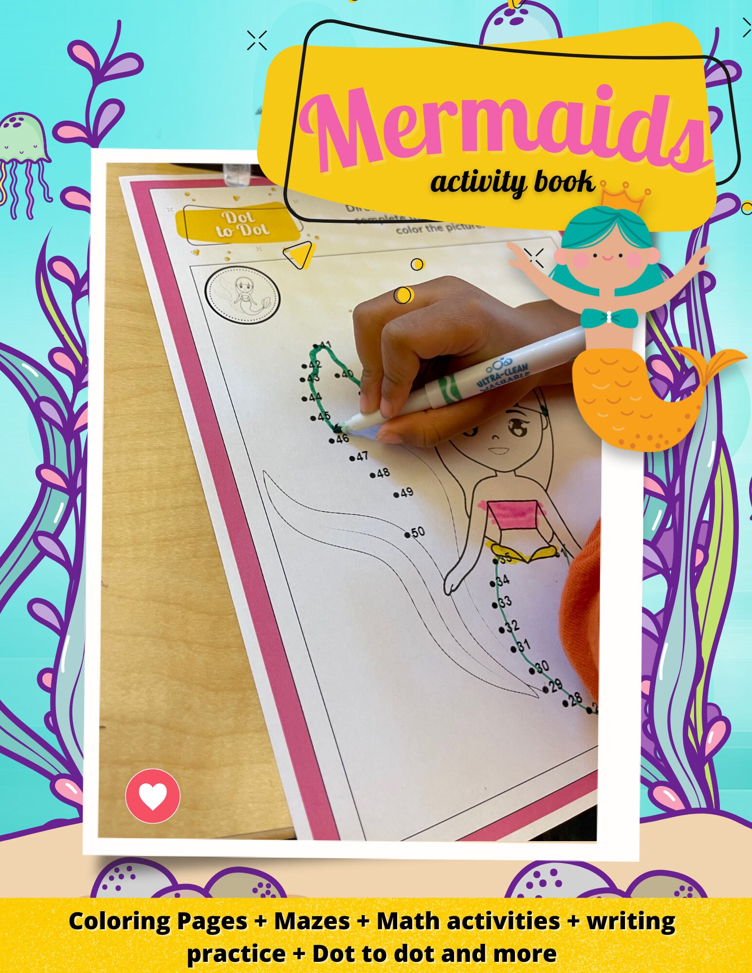 Mermaid Activity Book| Coloring Pages | Books for Kids | Activity Book ...
