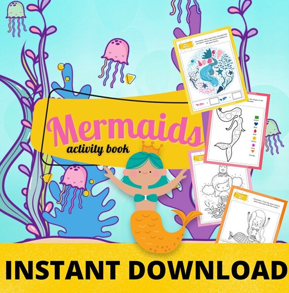 Mermaid Activity Book Coloring Pages Books for Kids | Etsy