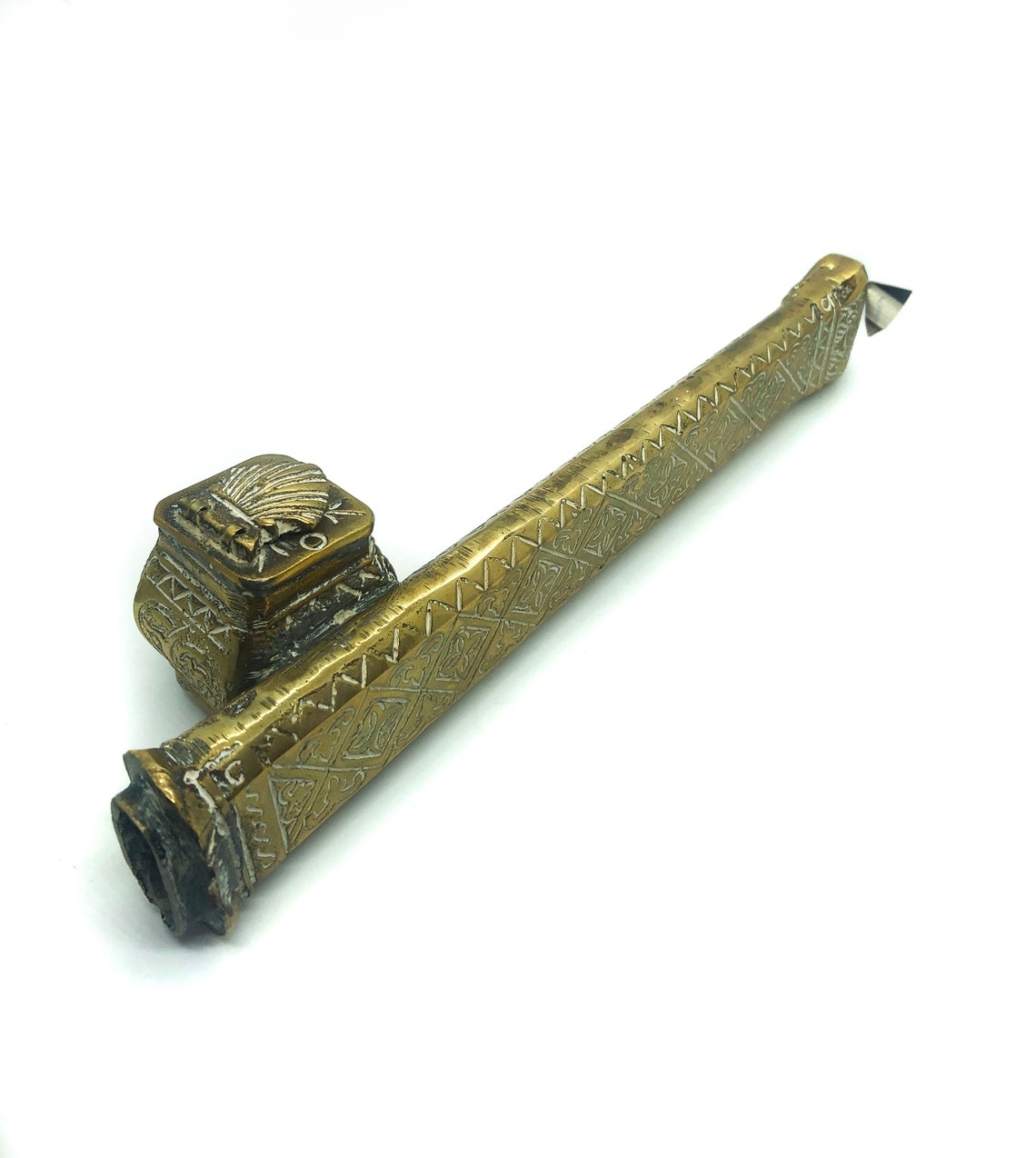 Antique Brass Middle Eastern Persian Pen Box Holder | Scribe Case ...