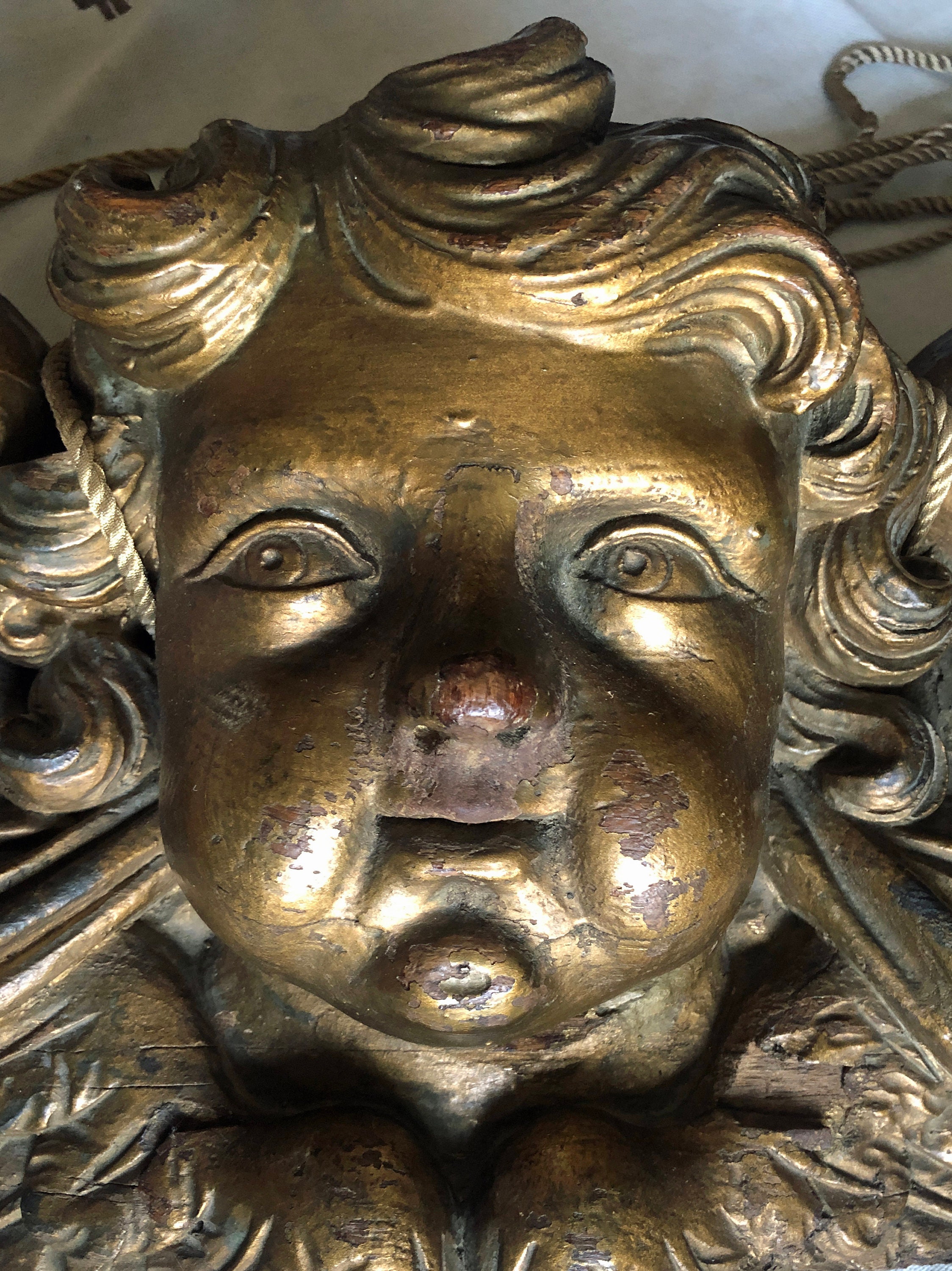 Antique Hand Carved Gilt Wood Winged Putti, Cherub, Cherubin, Angel ...