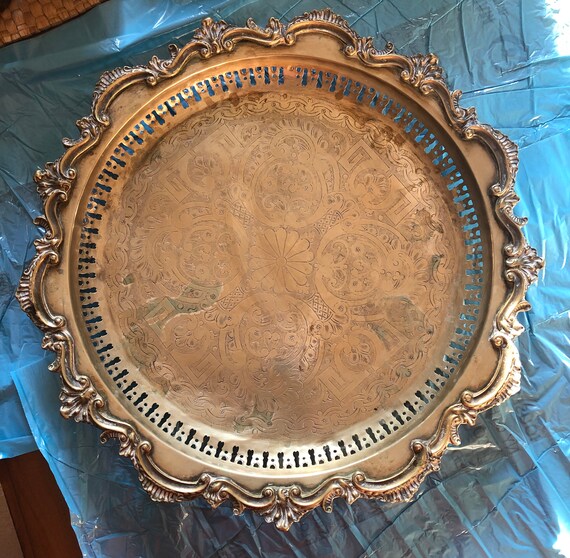 Large Vintage Brass Platter 46 Cm - Etsy