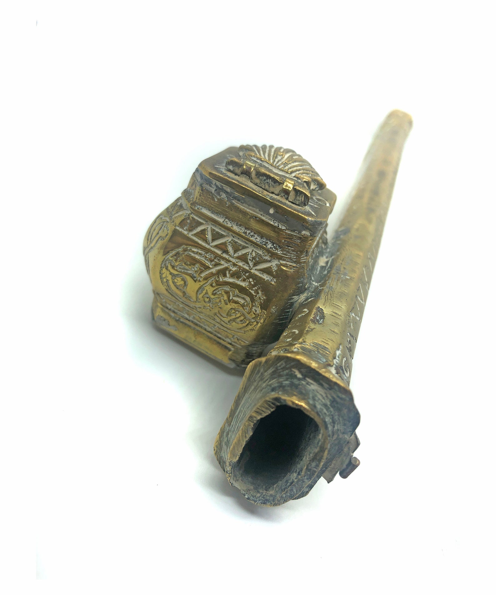 Antique Brass Middle Eastern Persian Pen Box Holder | Scribe Case ...