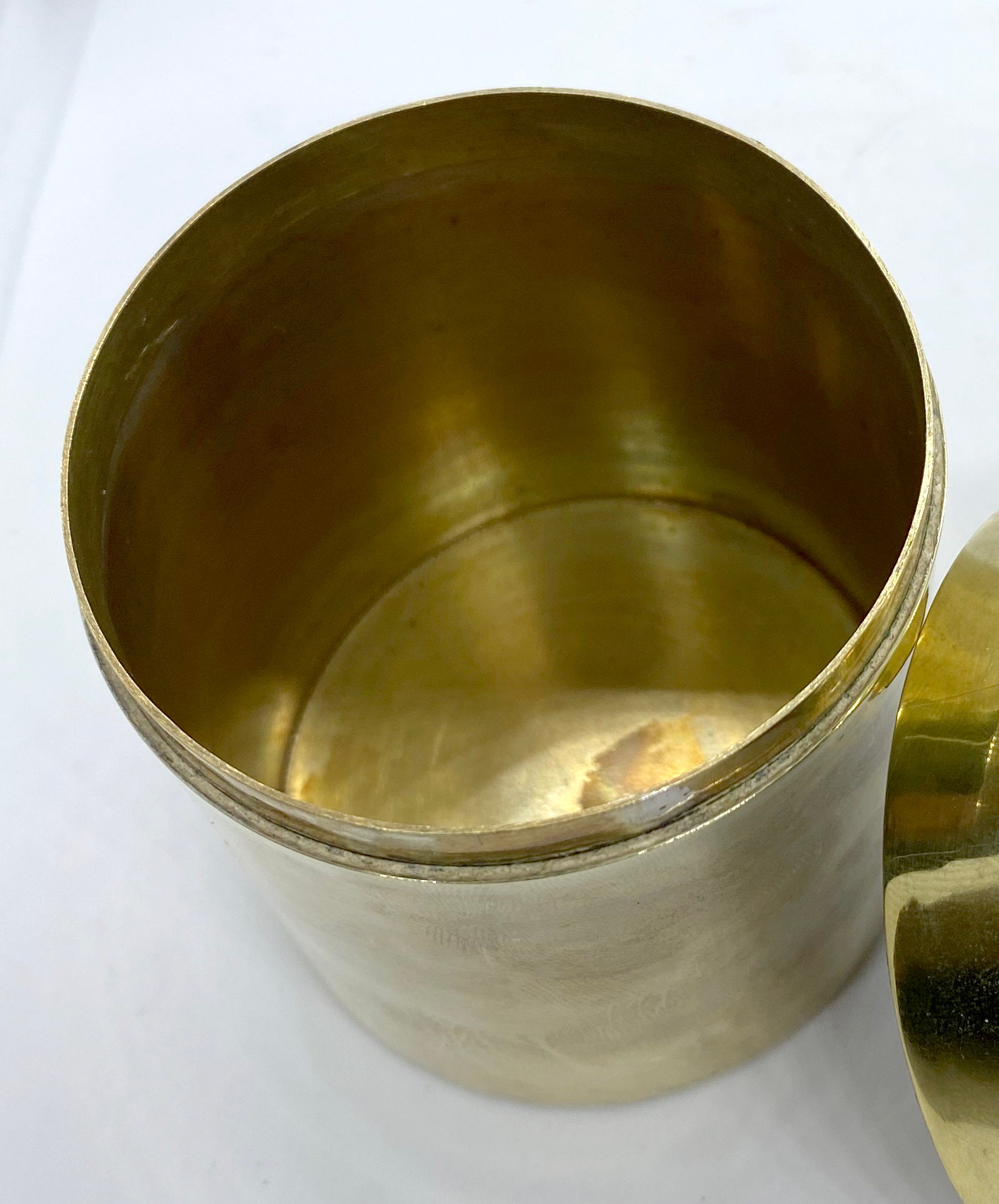 Vintage Ilias Lalaounis Cylindrical Polished Brass Box With Sterling ...