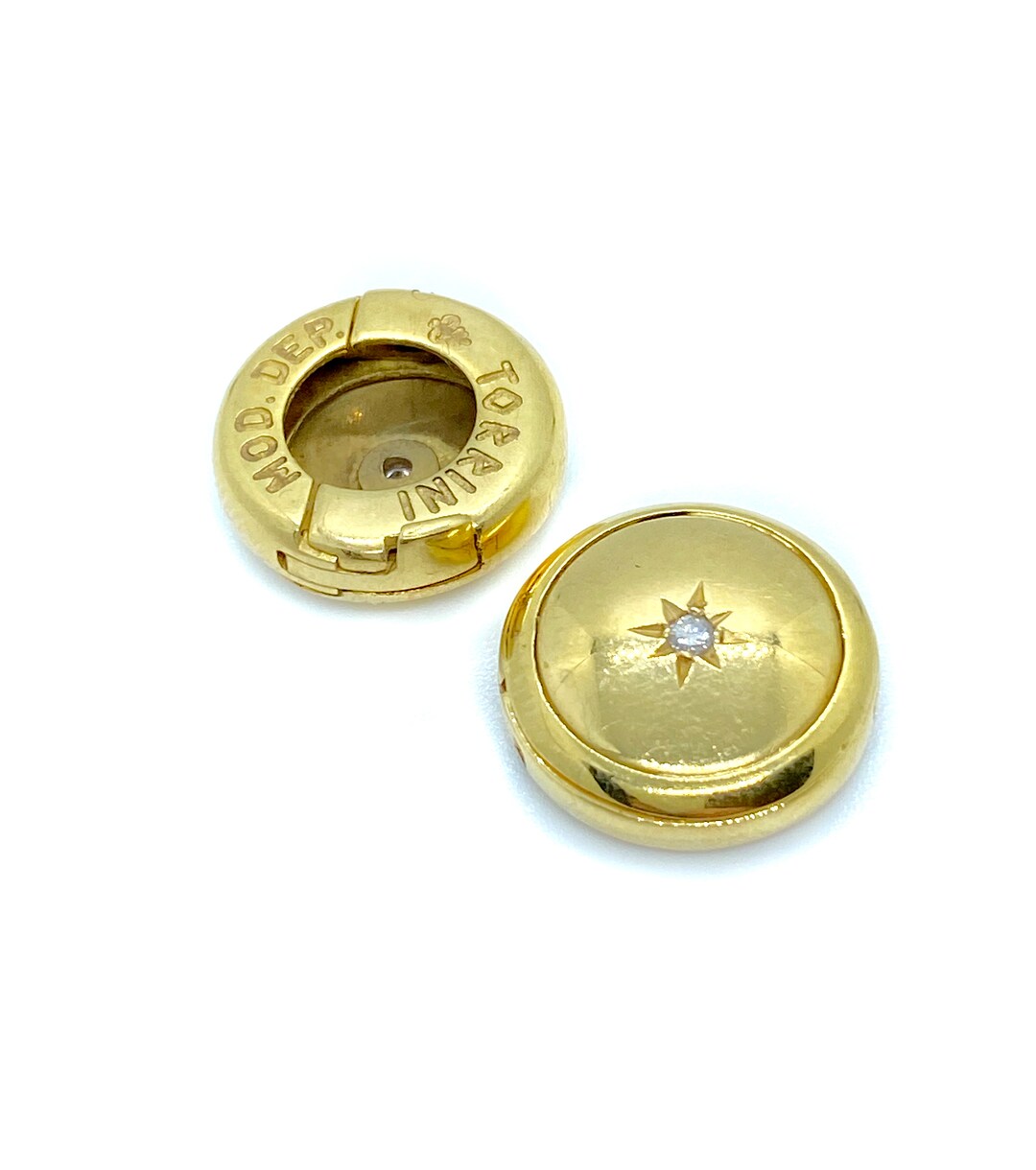 Vintage Button Covers TORRINI Italian Designer 18K Gold and Diamond ...