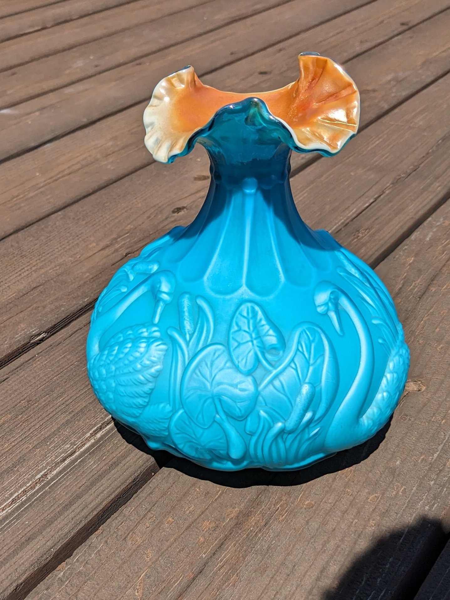 Fenton Limited Edition Bright Blue Vase - Etsy
