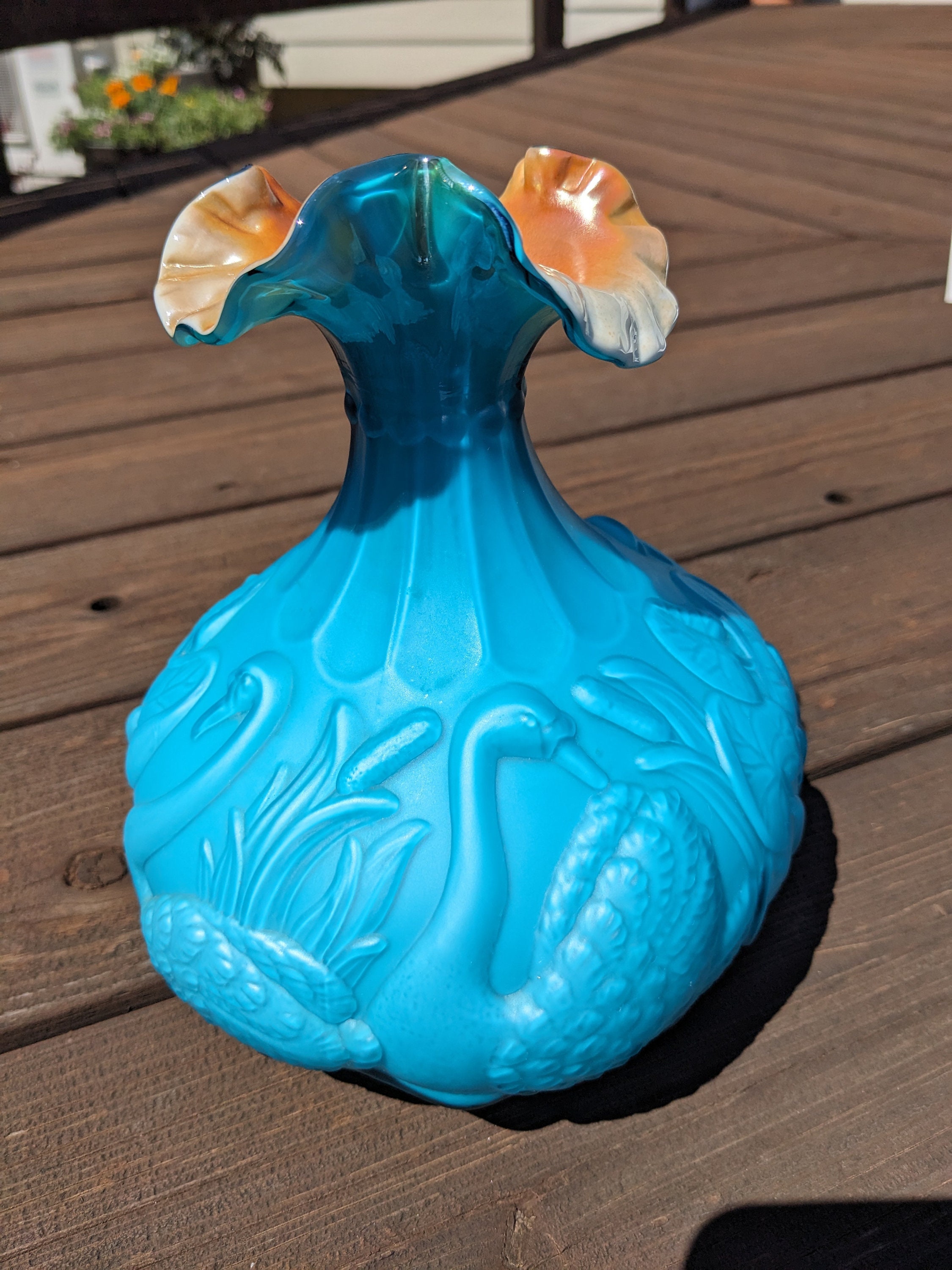 Fenton Limited Edition Bright Blue Vase - Etsy
