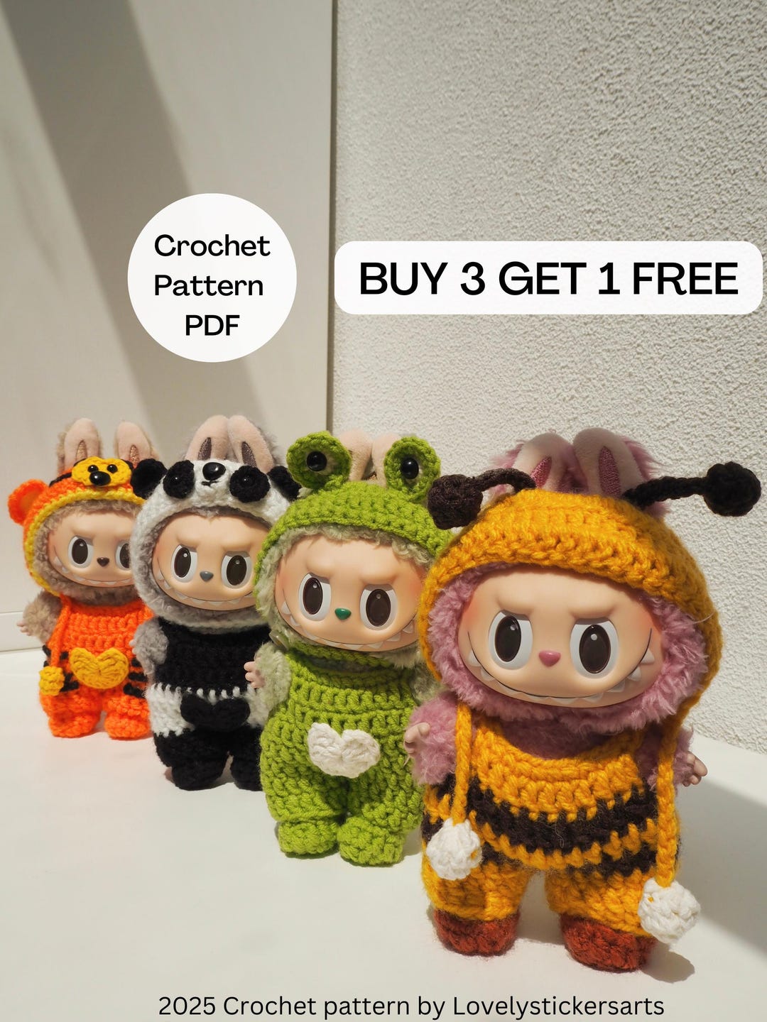 PDF Crochet Labubu Outfit Pattern: Animal Series Doll Clothes (digital ...