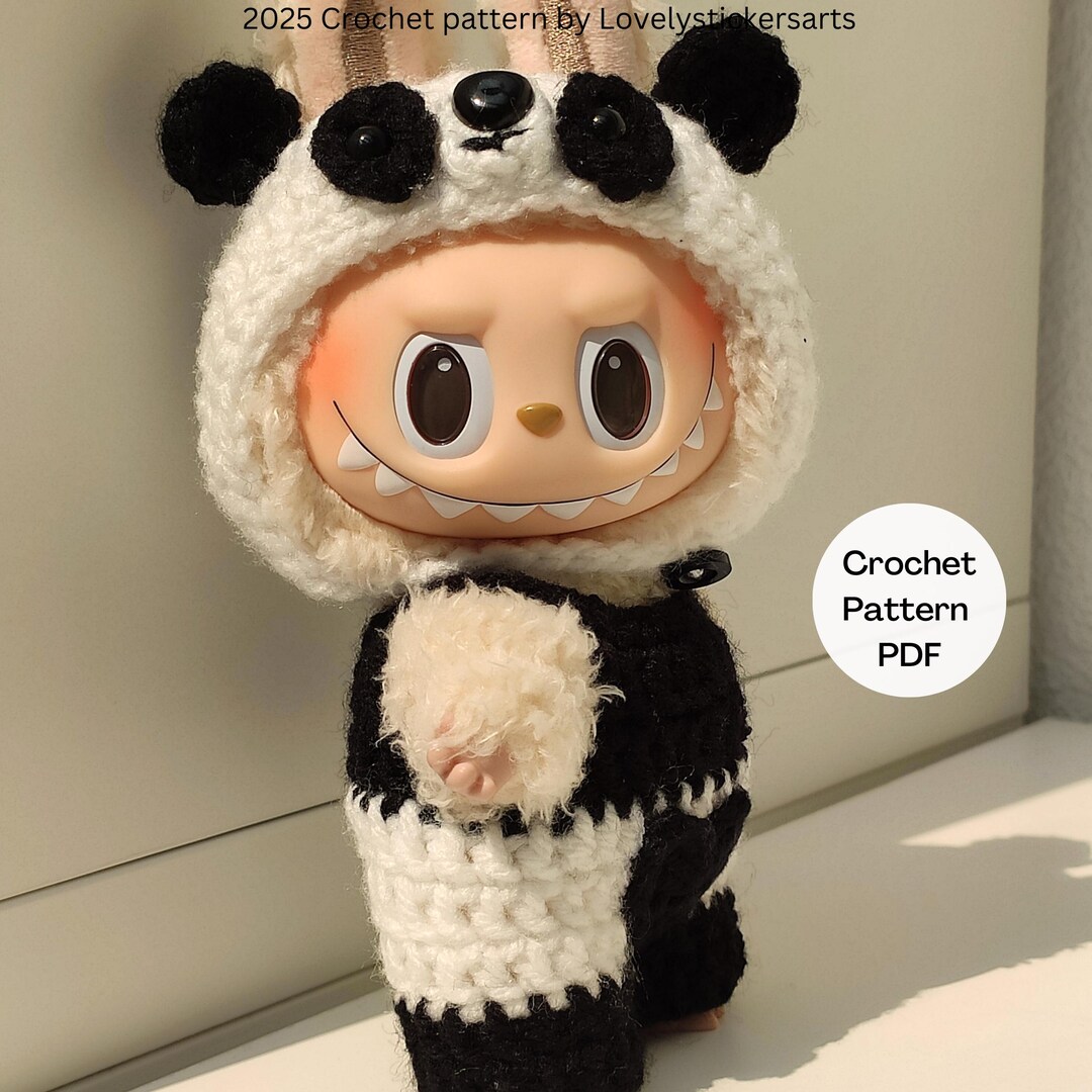 Crochet Labubu Panda Outfit Pattern/pdf Downloadcrochet/crochet Labubu ...