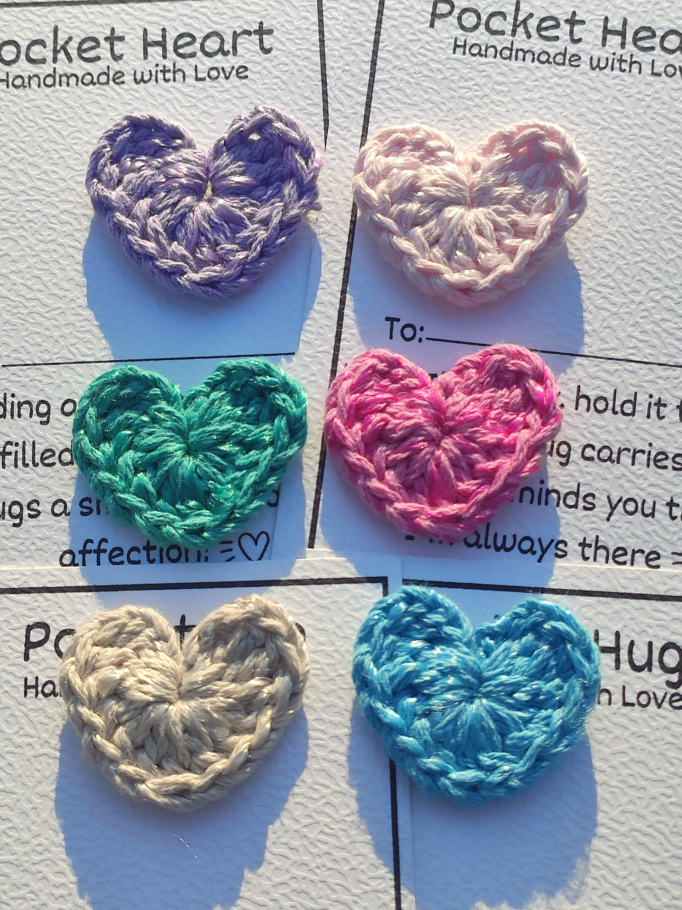 Finished Product/pocket Hug or Heart/handmade Crochet Mini Heart ...