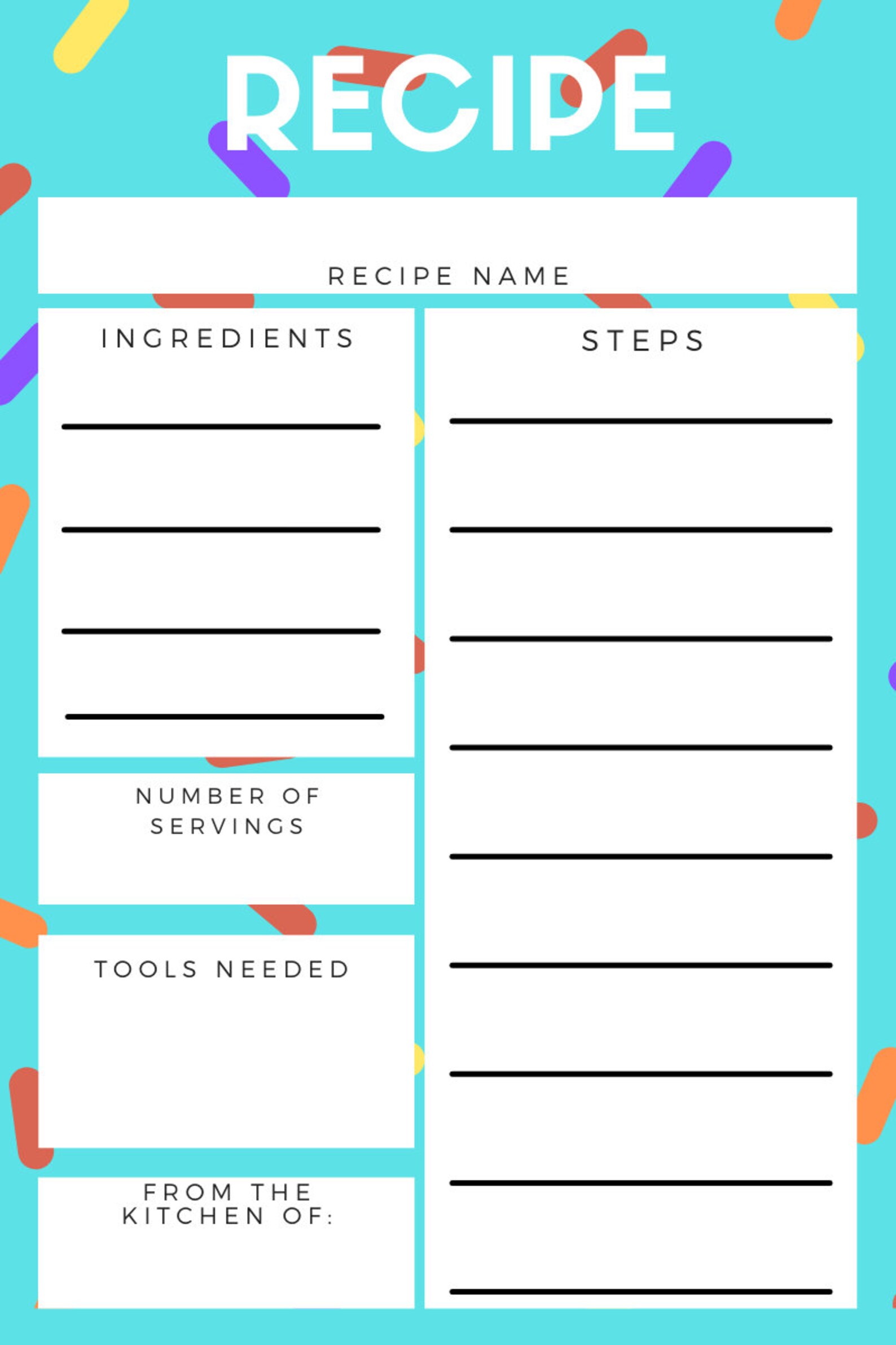 Kids Recipe Card - Etsy