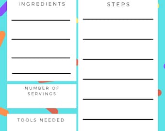 Little Baker Printable Kids Recipe Cards, 4 X 6 Recipe Card, Kids ...