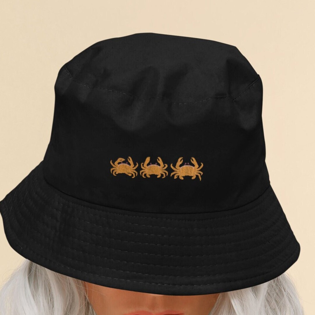Crab Embroidered Bucket Hat, Crabs, Crab Bucket Hat, Crabs, Crab ...