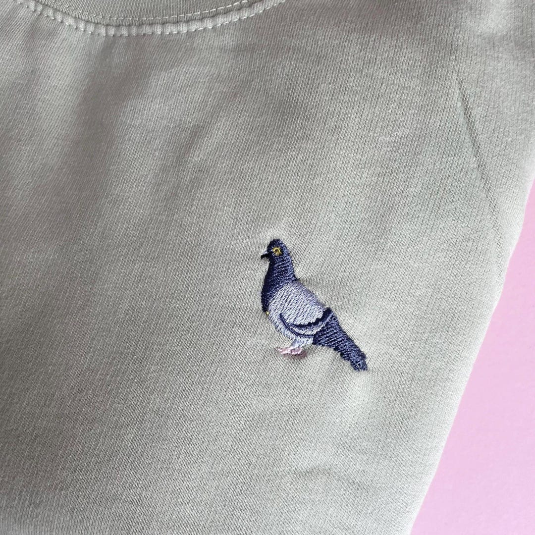 Pigeon Embroidered Jumper, Pigeon Sweatsthirt, Embroidered Bird, Pigeon ...