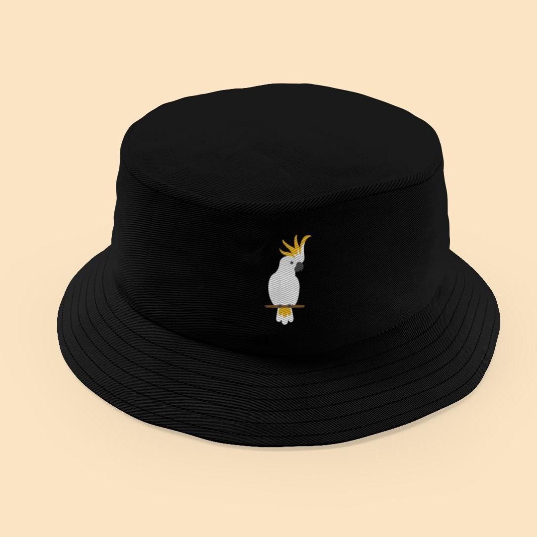 Embroidered Yellow-crested Cockatoo Bucket Hat: Recycled Cotton - Etsy