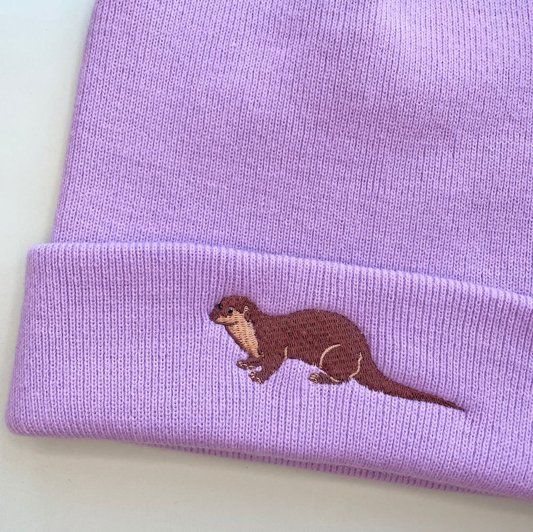 Otter Embroidered Beanie, Otter Beanie Hat, Otters, Embrodiered Otter ...