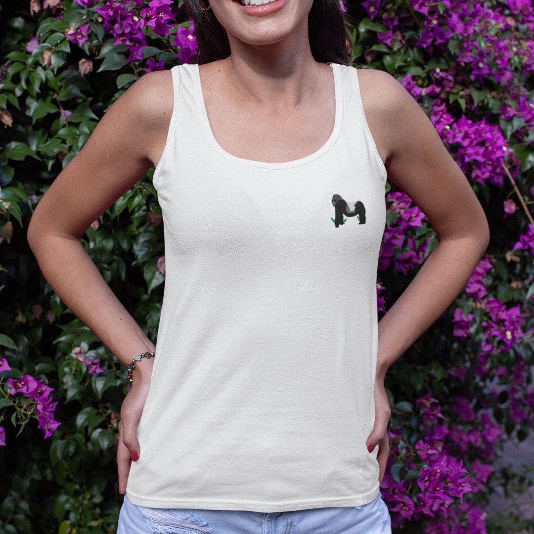 Silver Back Gorilla Embroidered Vest Top, Silver Back Gorilla Vest ...