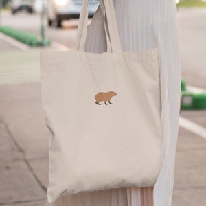 Capybara Embroidered Tote Bag, Capybara, Capybara Tote Bag, Tote Bags ...