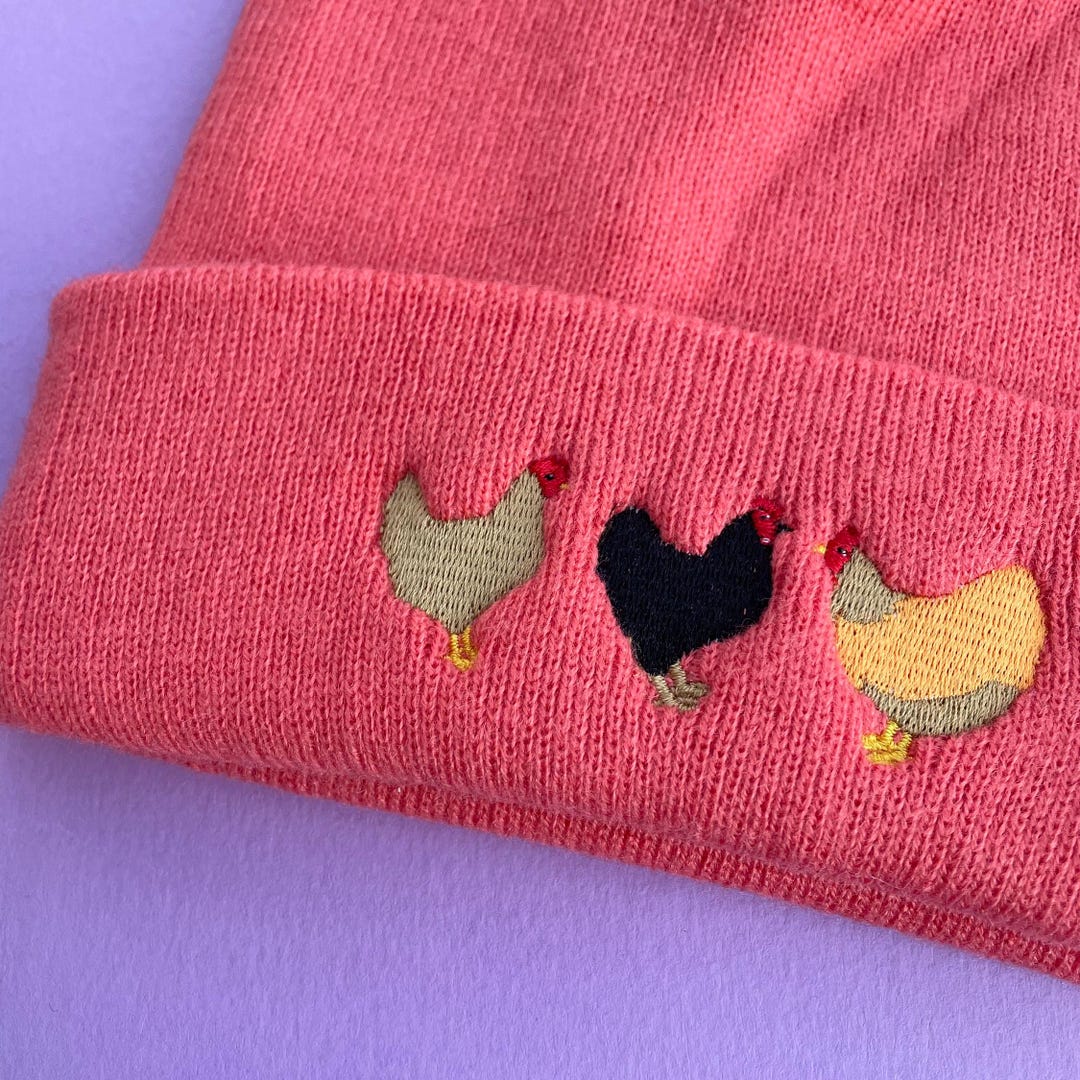 Chicken Beanie Hat, Chicken Embroidered Hat, Chickens, Chicken ...
