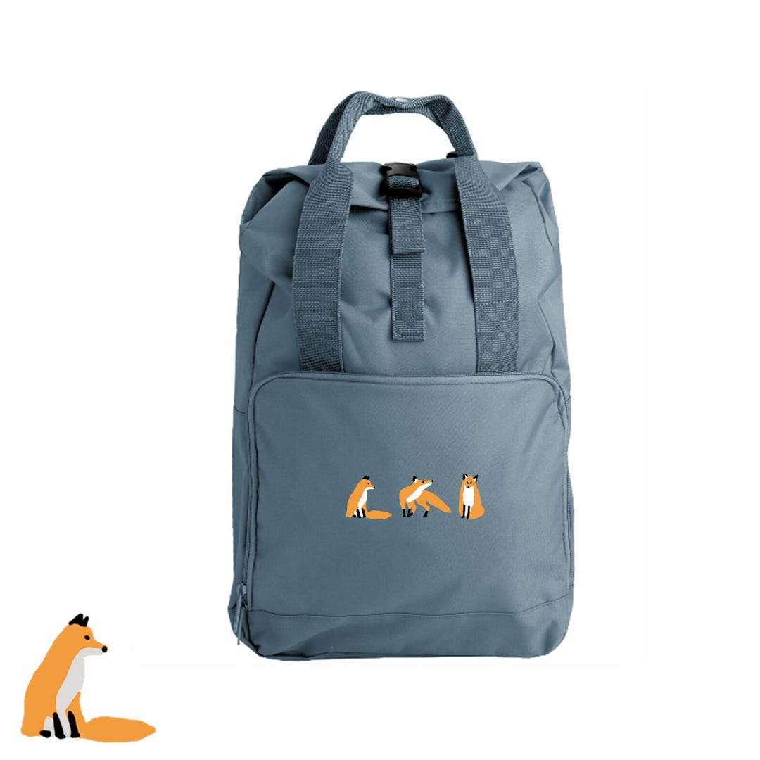 Foxes Embroidered Backpack, Fox Backpack, Fox Rucksack, Embroidered Fox ...