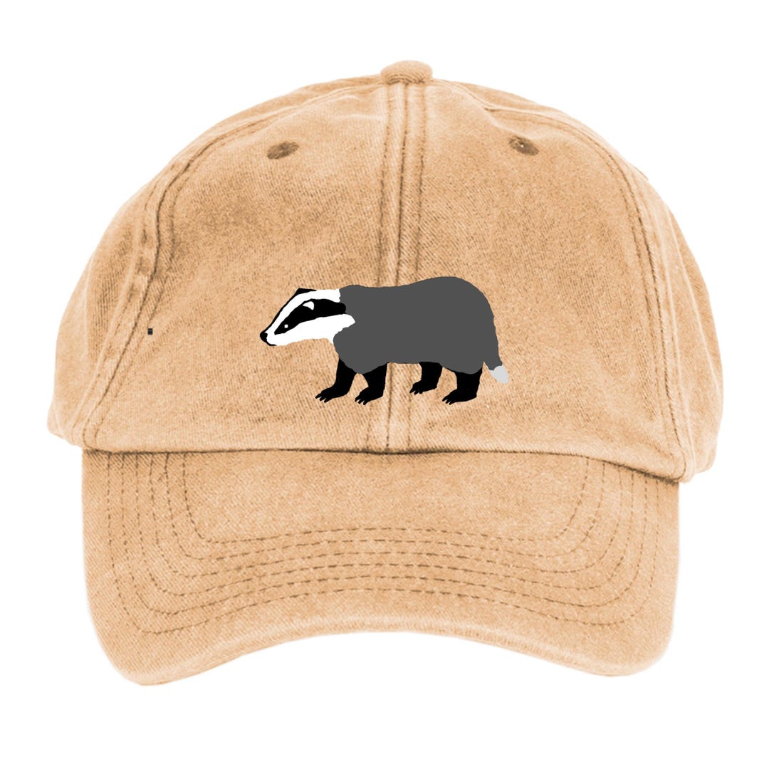 Embroidered Badger Cap: Vintage Style Washed Cotton Hat - Etsy