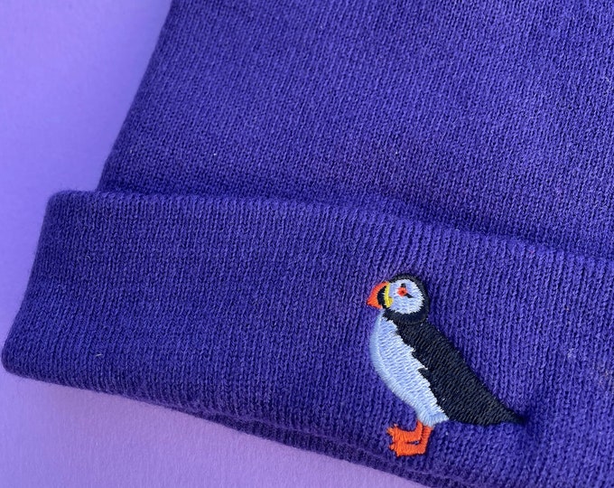 Women's Knitted Puffin Hat, Handwarmers, Headband: 100% Wool ...
