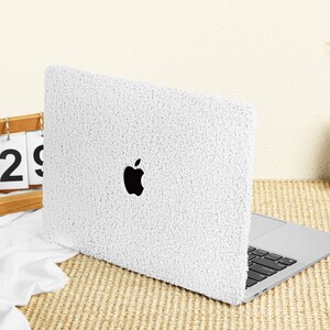 White Faux Teddy Fluff MacBook Case for New MacBook Pro13 14, MacBook ...