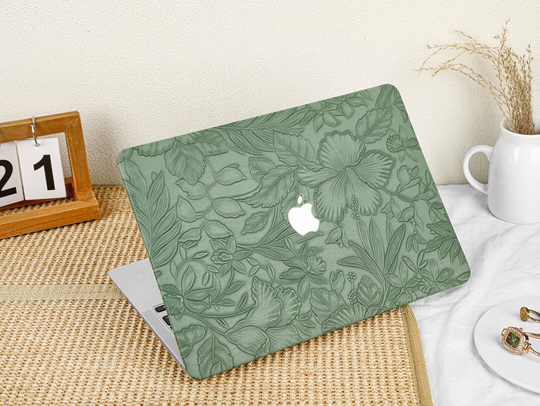 Green Printed Leather MacBook Case for New MacBook Pro13 14, MacBook ...