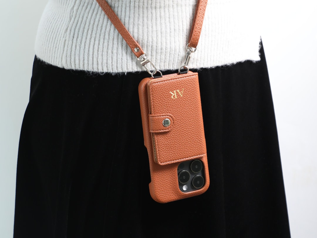 Crossbody iPhone Case With Card Slot, Personalized Leather iPhone ...
