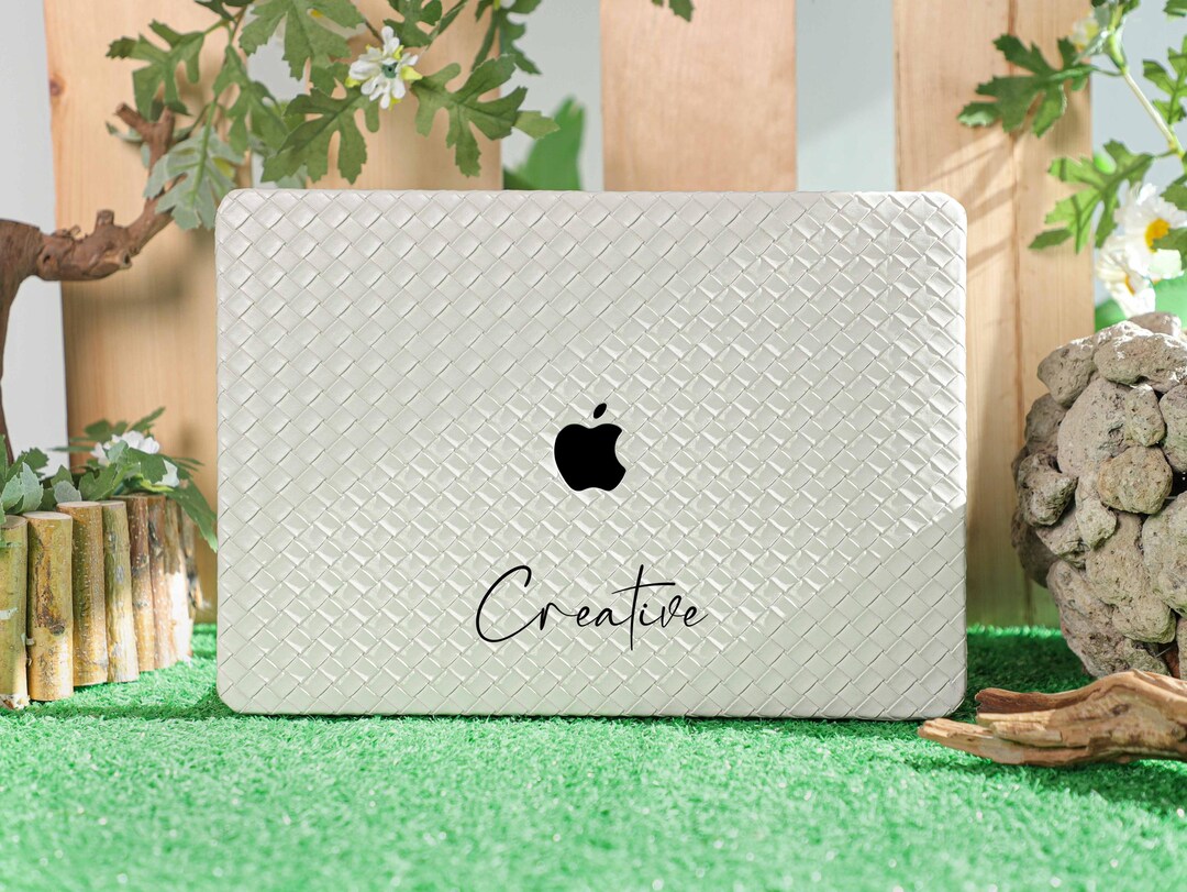 White Rustic Weave Leather MacBook Case for New MacBook Pro13 14 ...