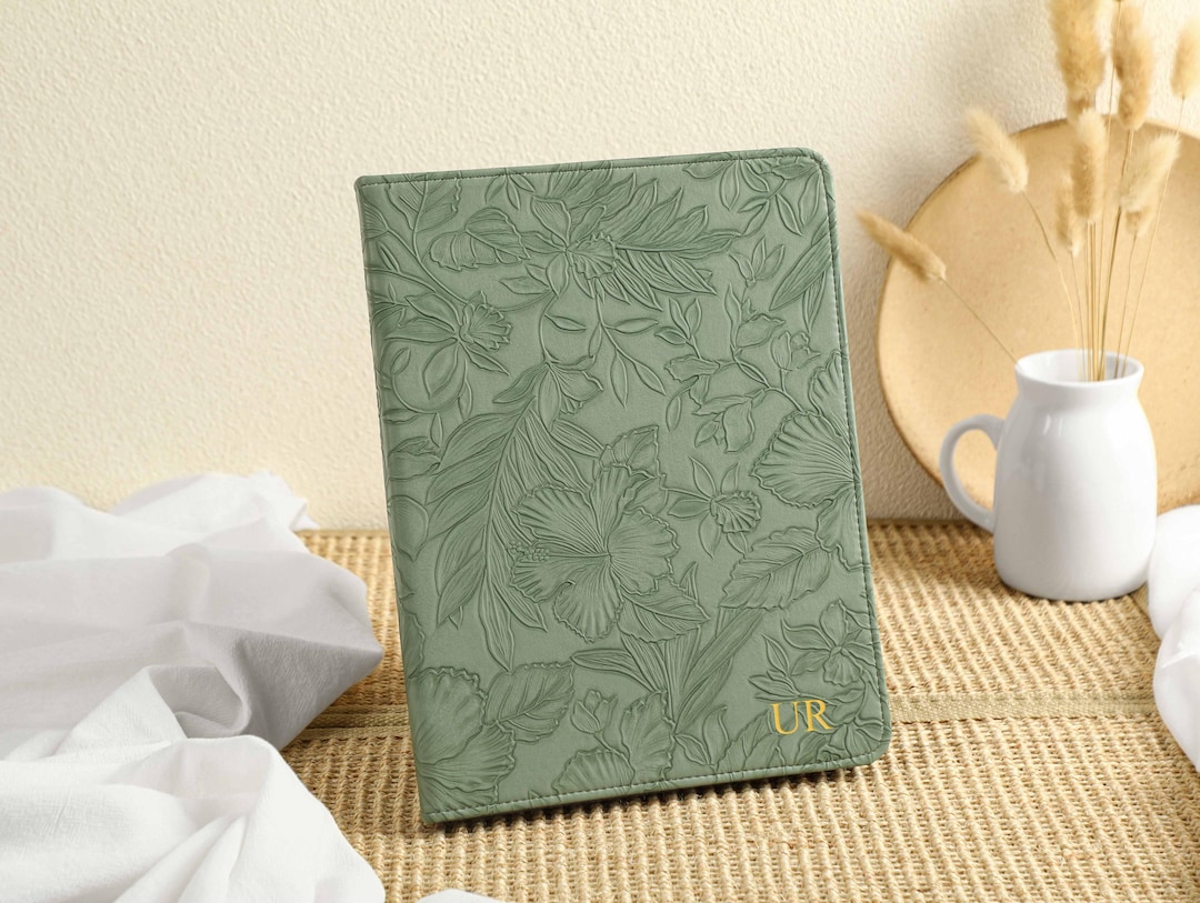 Green Flower Vegan Leather iPad Case for Air 5 4 3 Case, Mini 5/6, Air ...