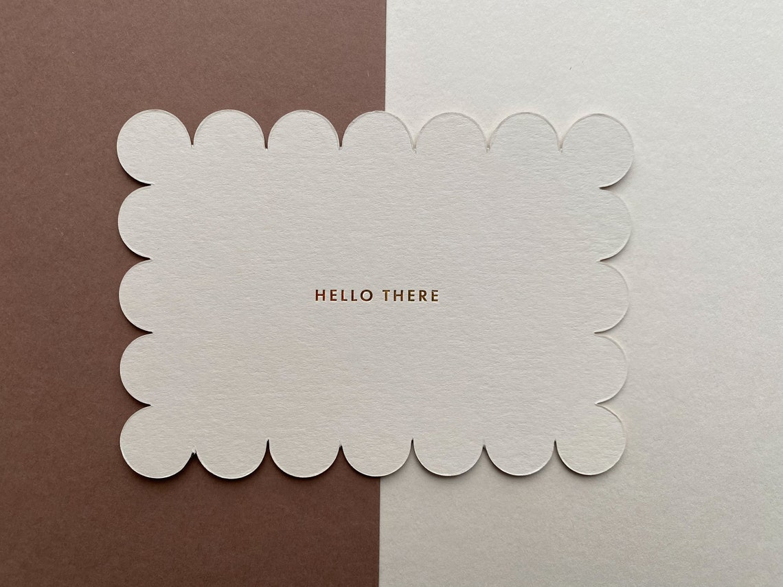 Blank Note Card Minimalist Scalloped Edged Gold Foil A6 Card - Etsy