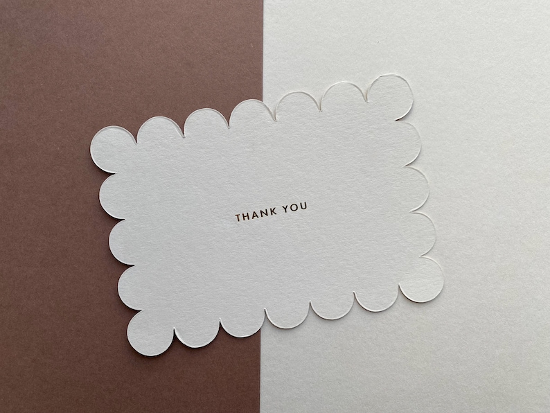 Thank You Card | Minimalist Scallop Edged Gold Foil A6 Card - Etsy