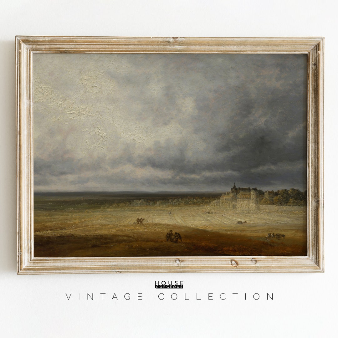 Vintage Landscape Oil Painting Digital Print, Rembrandt Style Artwork ...