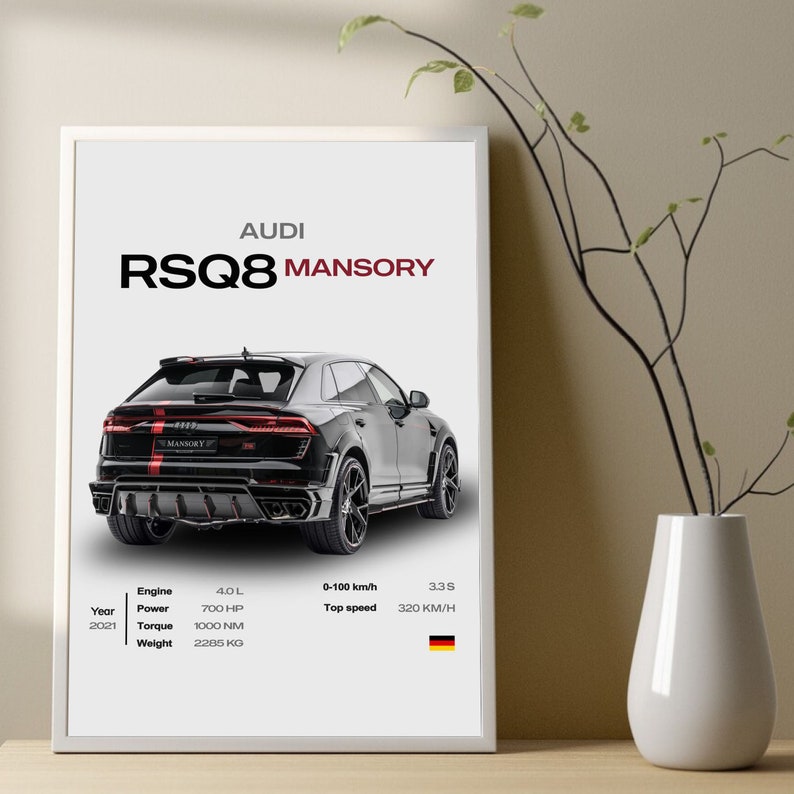 Audi RSQ8 Mansory Poster, Car Poster Digital Print, Minimalist Car Wall ...