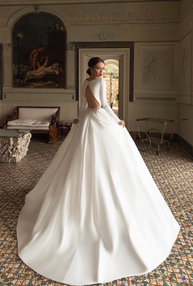 Primrose Bridal Gown in White Satin Silk Fabric Made in the UK - Etsy ...