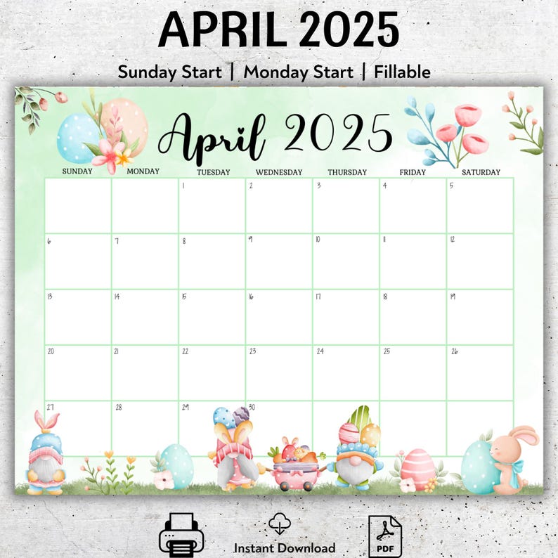 EDITABLE April 2025 Calendar, Printable April Calendar, Homeschool ...