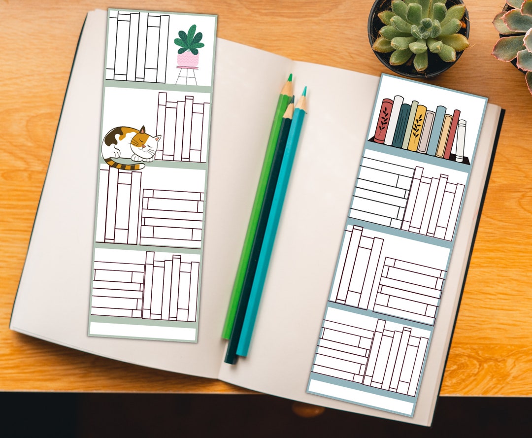 Book Tracker Bookmark, Printable Bookmarks, Bookshelf Bookmark ...