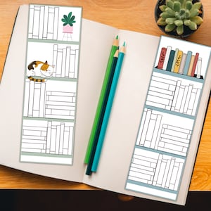 Book Tracker Bookmark, Printable Bookmarks, Bookshelf Bookmark ...