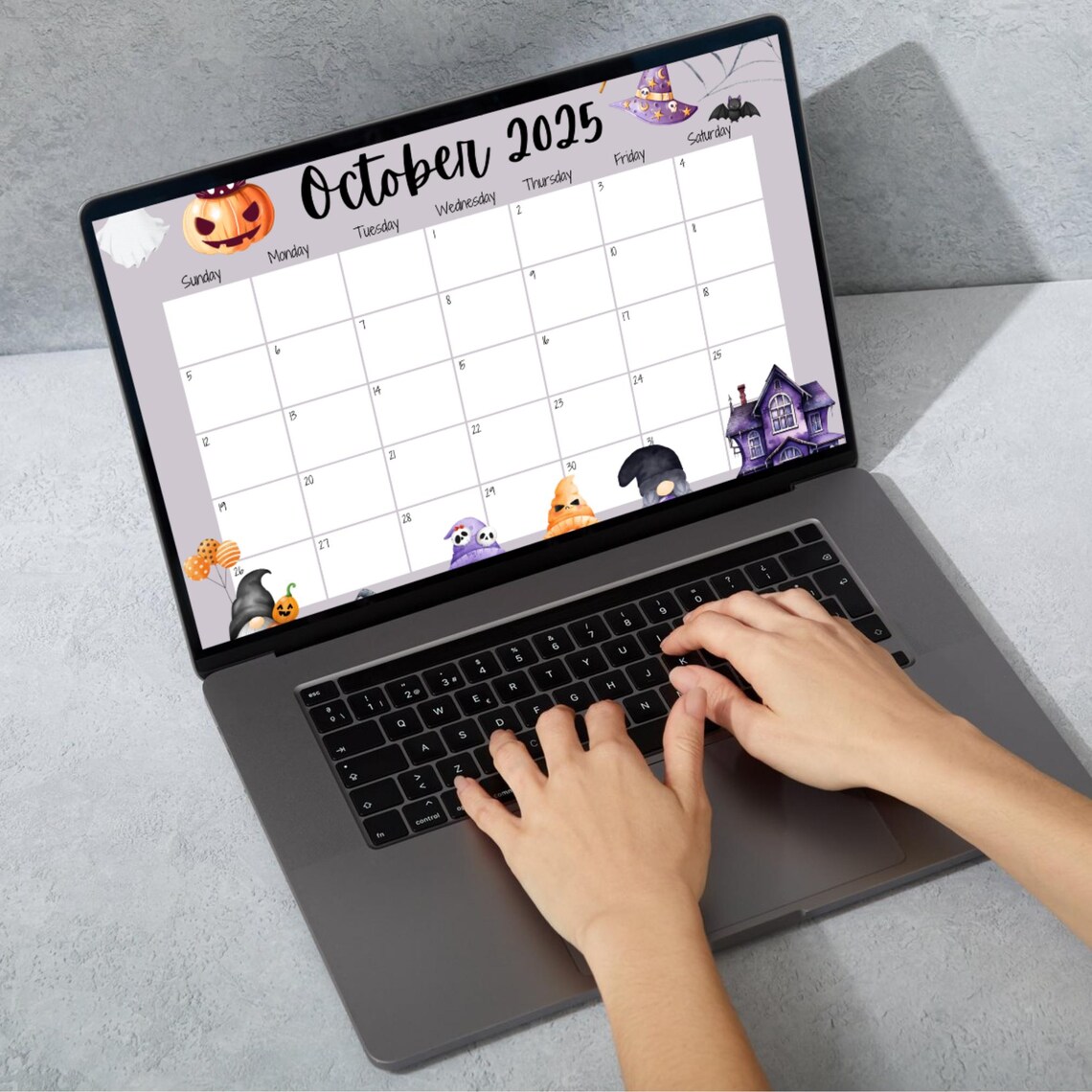 EDITABLE October 2025 Calendar, Happy Halloween, Pretty Ghost, Cute ...