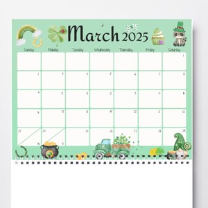 EDITABLE March 2025 Calendar, Happy St. Patrick's Day, Horseshoe, Green ...