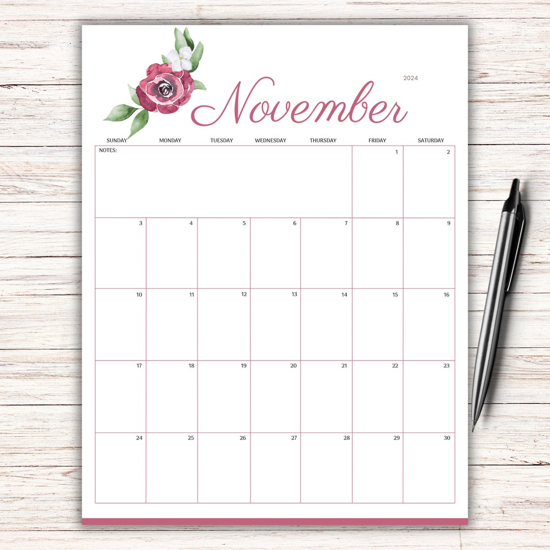 EDITABLE November 2024 Calendar, Printable November Planner, Fillable ...