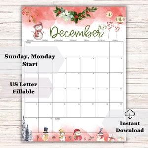 EDITABLE December 2024 Calendar, Kids Weekly Schedule, Classroom ...
