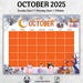 EDITABLE October 2025 Calendar, Happy Halloween, Pretty Ghost, Kid ...