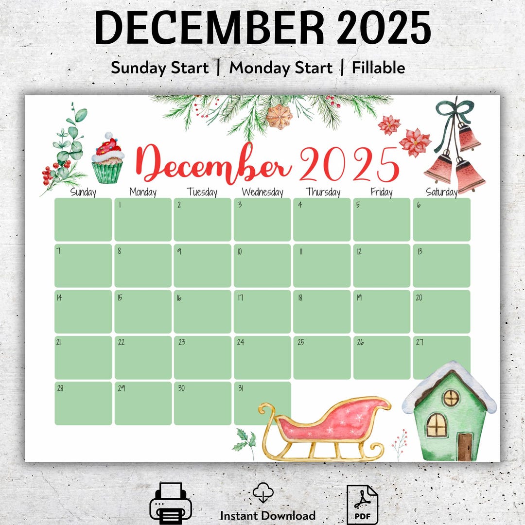 EDITABLE December 2025 Calendar, Christmas Planner, Beautiful Winter ...