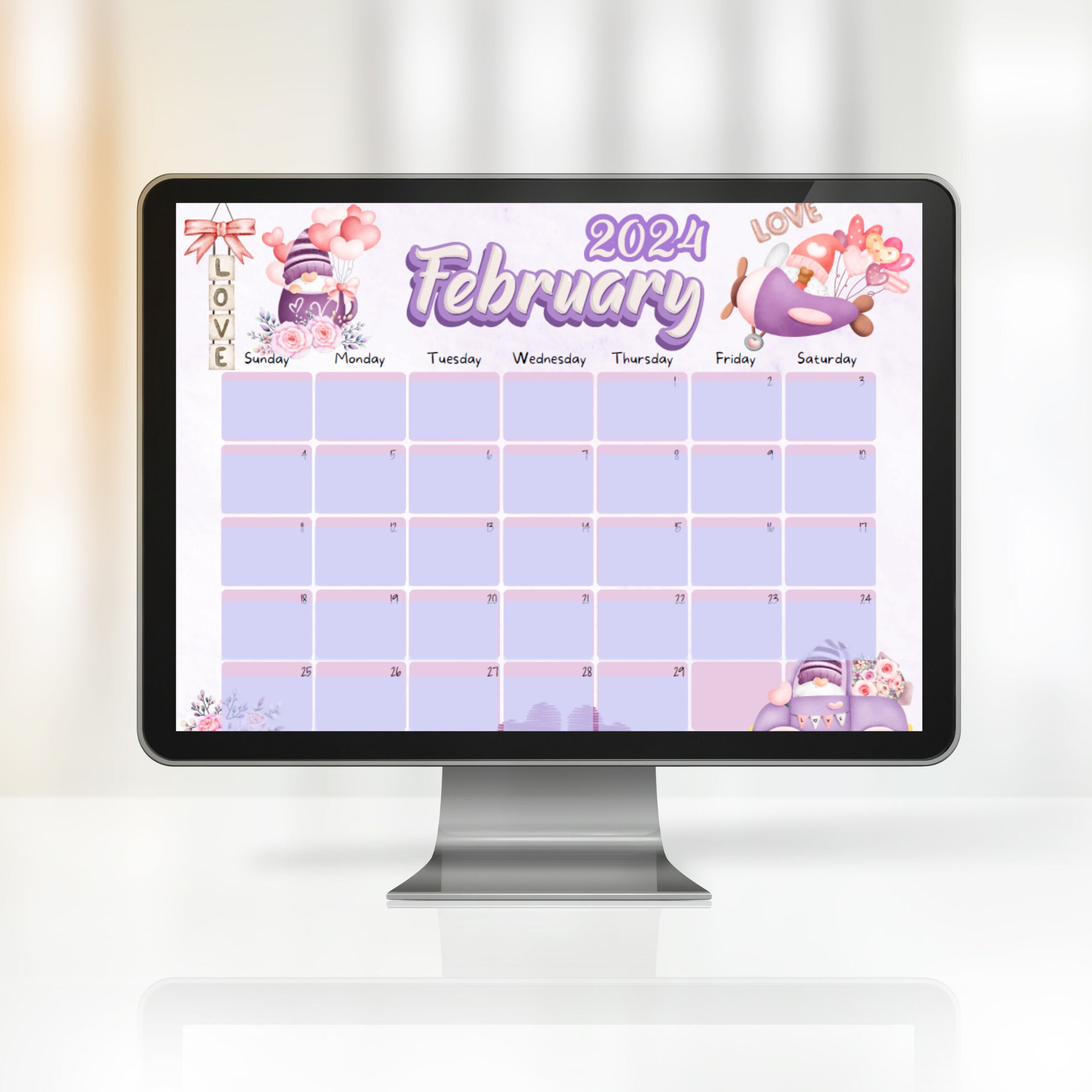 EDITABLE February 2024 Calendar, Valentine's Day, Homeschool, Loving ...