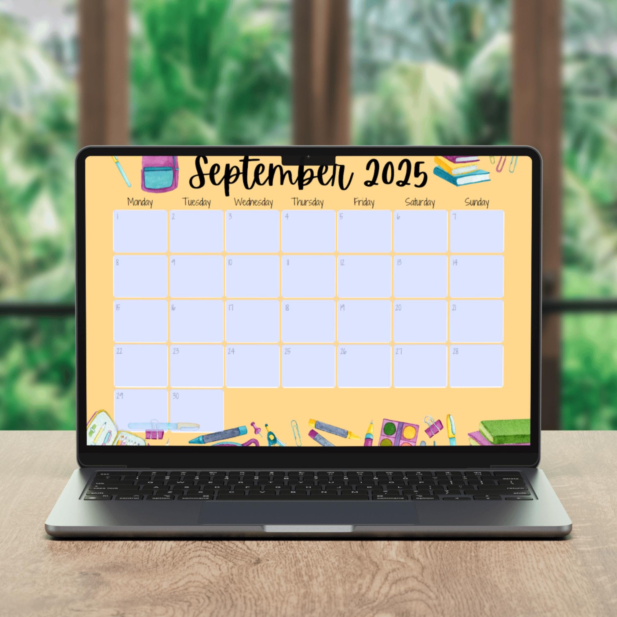 EDITABLE September 2025 Calendar, School Time, Back to School ...