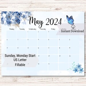 EDITABLE May 2024 Calendar, Simple and Elegance May Monthly Planner ...