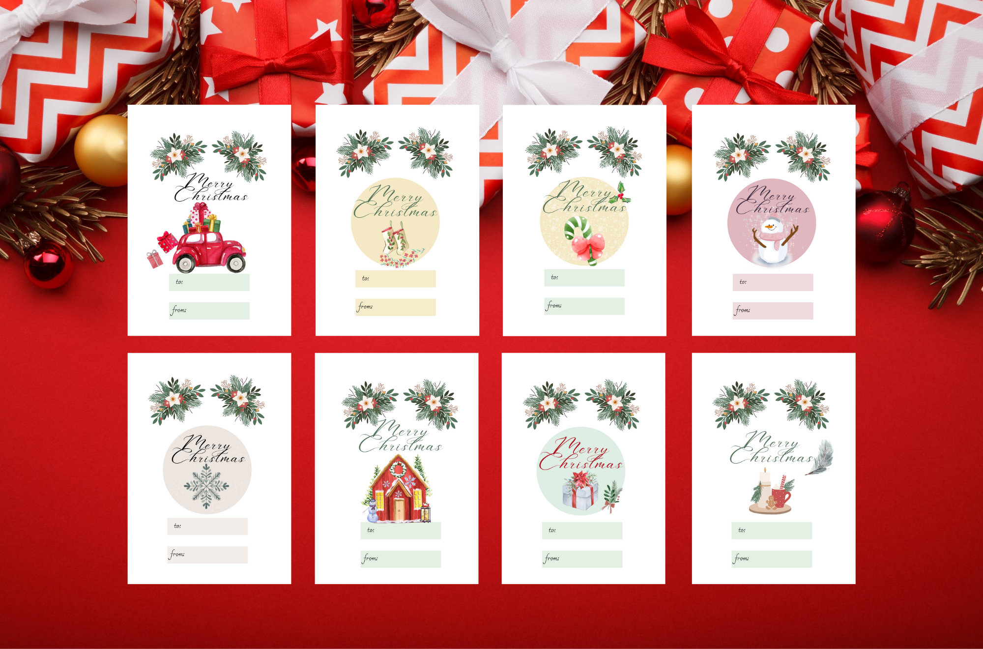 Printable Christmas Gift Tags, Template Merry Christmas Tag, Holiday ...