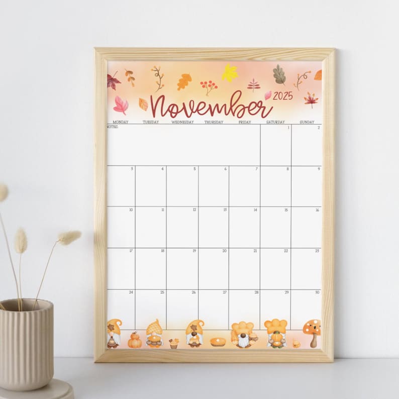 EDITABLE November 2025 Calendar, Monthly Schedule for Kids, Homeschool ...